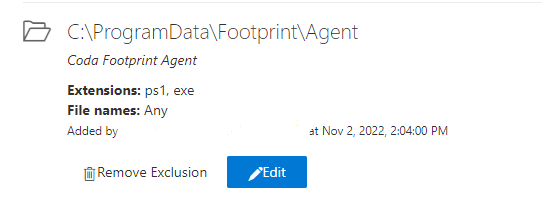 Footprint Agent EPP Whitelisting – CODA Intelligence Partner Portal